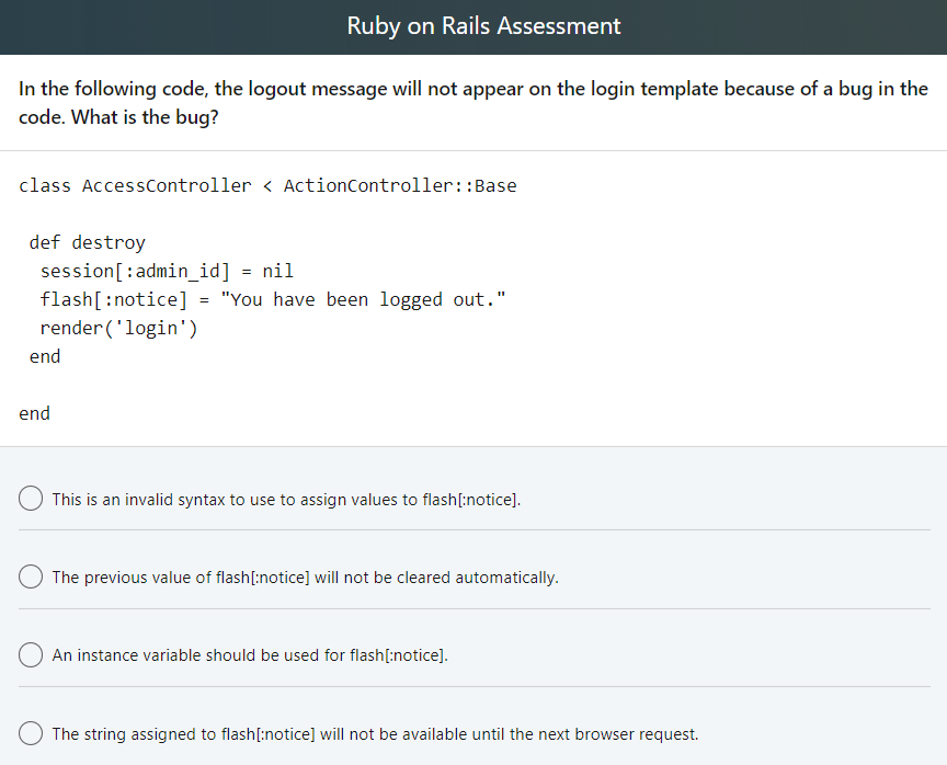 Solved Ruby on Rails Assessment Given the following | Chegg.com