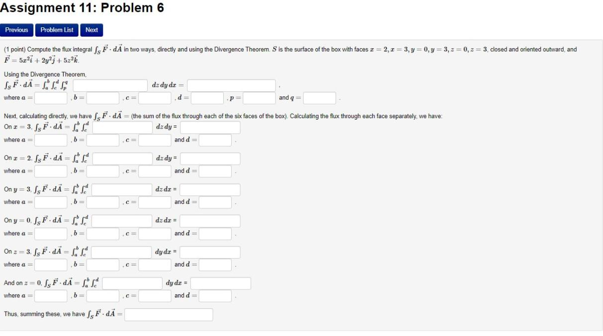 Solved Assignment 11: Problem 6 Previous Problemn List Next | Chegg.com