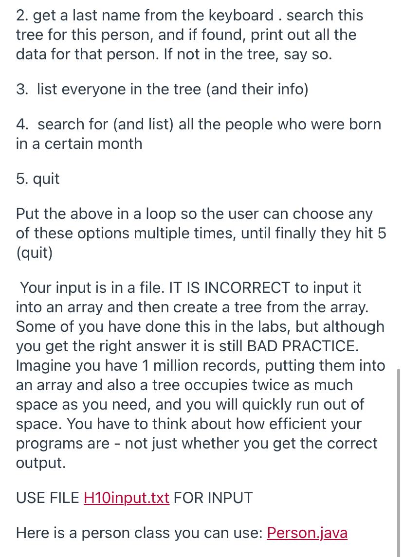 Write a program that maintains the names, birth | Chegg.com