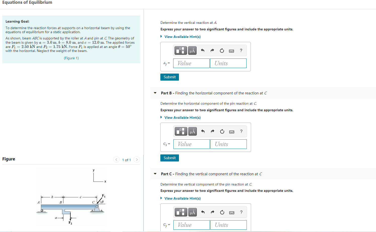 Solved Equations of Equilibrium Determine the vertical | Chegg.com