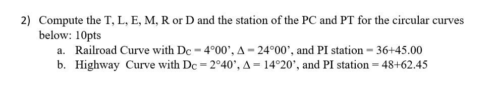 Solved 2) Compute the T, L, E, M, R or D and the station of | Chegg.com