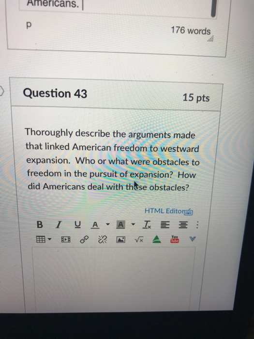 Améřicans. 176 words Question 43 15 pts Thoroughly | Chegg.com