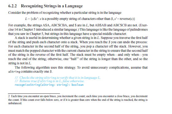 6.2.2 Recognizing Strings in a Language Consider the | Chegg.com