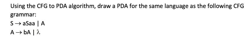 Solved Using the CFG to PDA algorithm, draw a PDA for the | Chegg.com