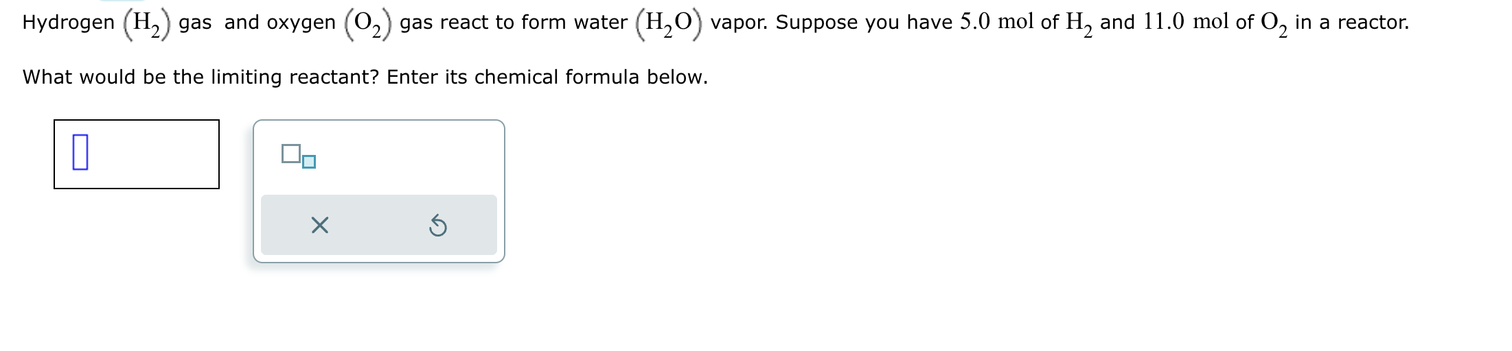 Solved Hydrogen (H2) gas and oxygen (O2) gas react to form | Chegg.com
