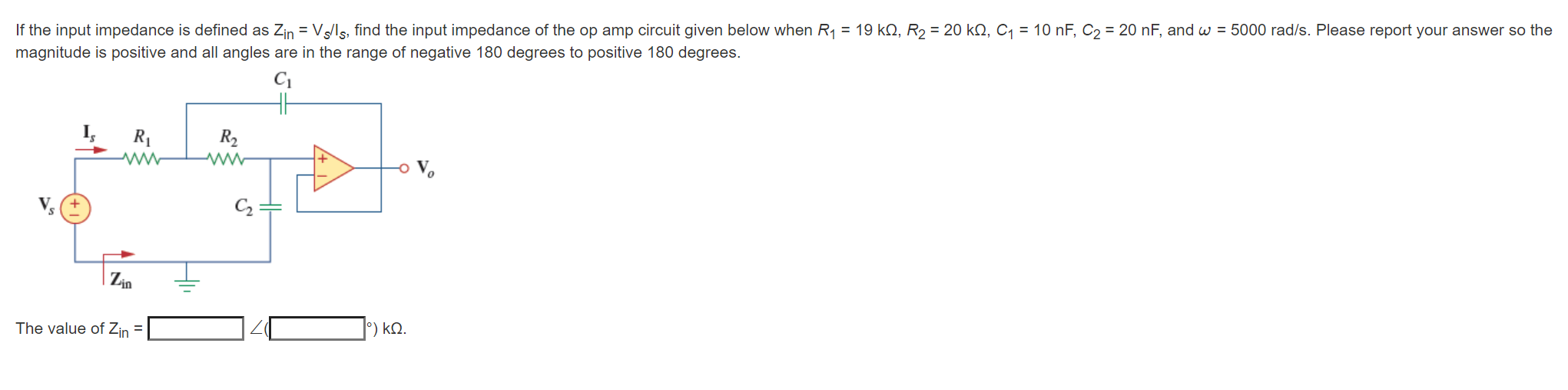 Solved If the input impedance is defined as Zin = Vs/s, find | Chegg.com
