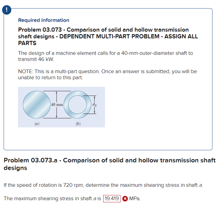 Solved ! Required information Problem 03.073 - Comparison of | Chegg.com