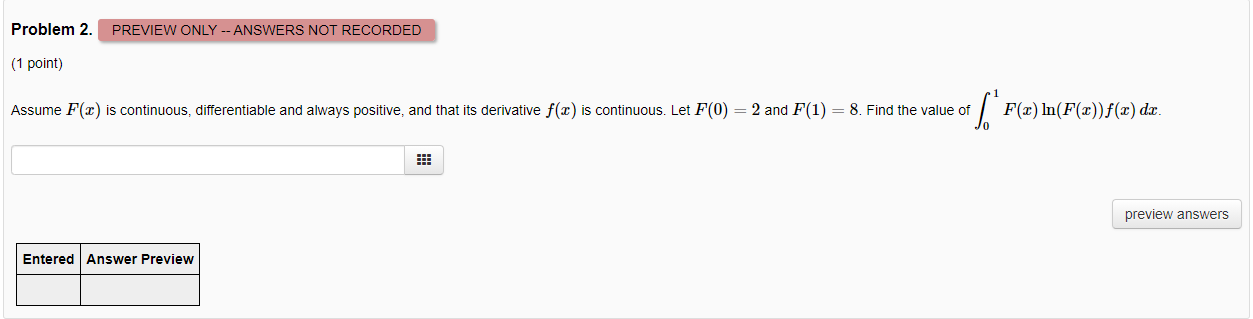 Solved Problem 2. PREVIEW ONLY -- ANSWERS NOT RECORDED (1 | Chegg.com