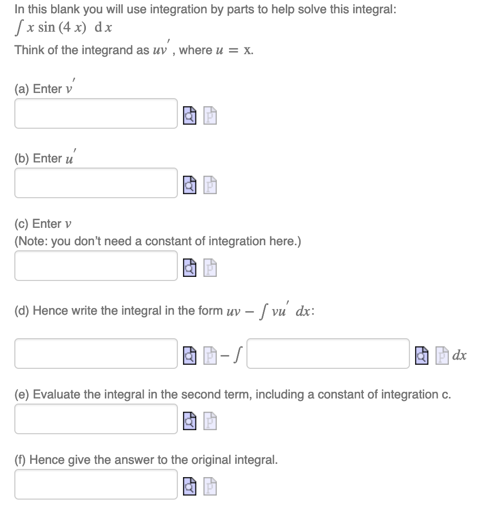 Solved In this blank you will use integration by parts to | Chegg.com