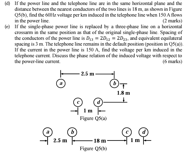 Solved (d) If the power line and the telephone line are in | Chegg.com