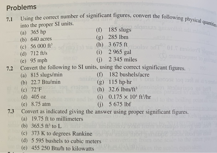 Solved Problems Using the correct number of significant | Chegg.com