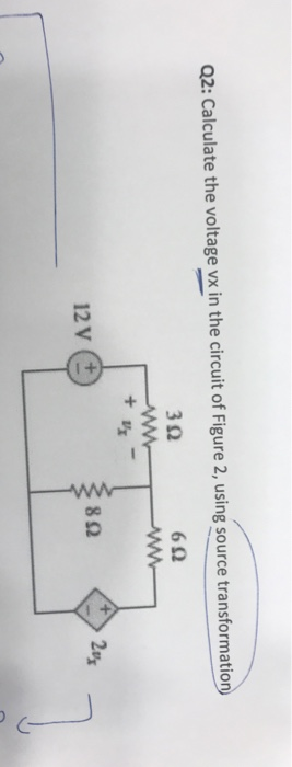 Solved 02: Calculate the voltage vx in the circuit of Figure | Chegg.com