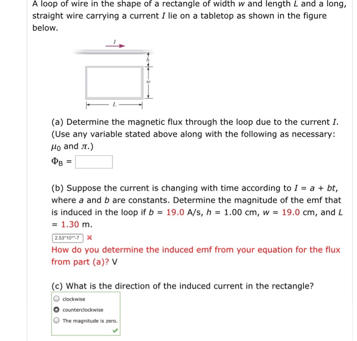 Solved A Loop Of Wire In The Shape Of A Rectangle Of Widt