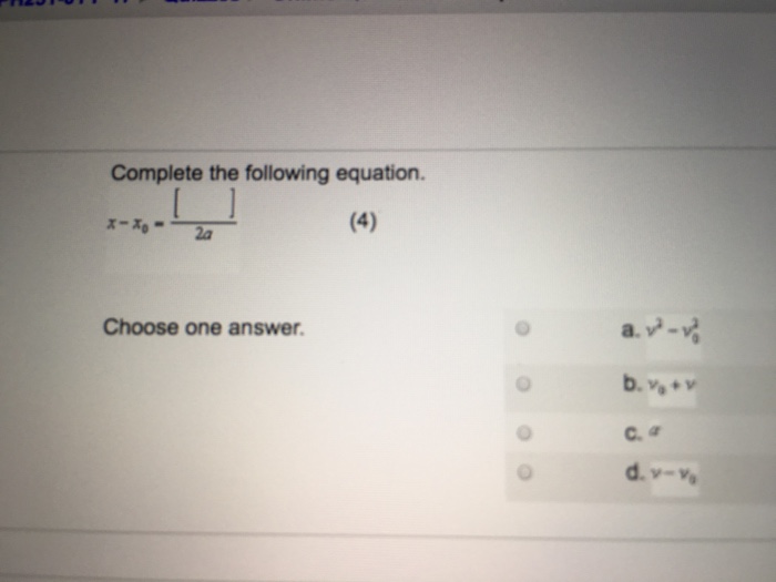 Solved Complete the following equation. Choose one answer. | Chegg.com