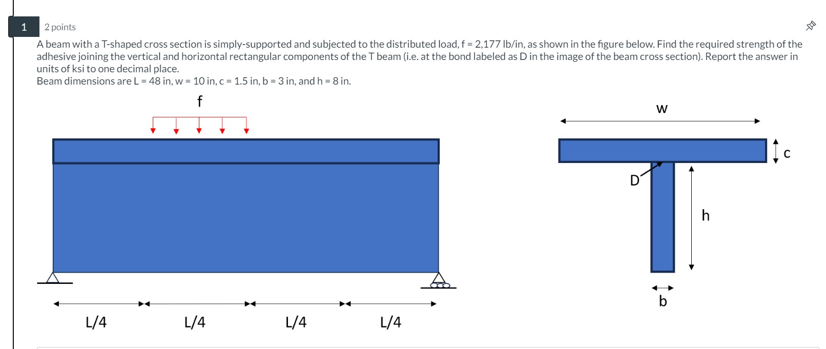 Solved 12 ﻿pointsA beam with a T-shaped cross section is | Chegg.com