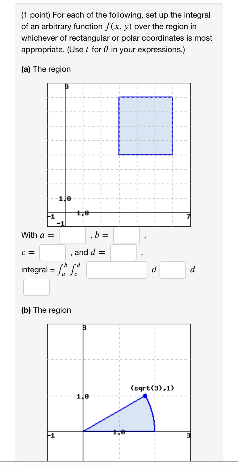 Solved (1 point) For each of the following, set up the | Chegg.com