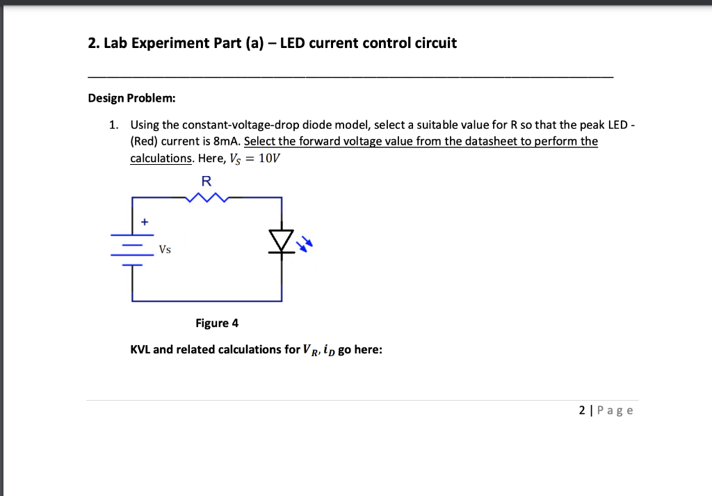 Solved 2. Lab Experiment Part (a) - LED current control | Chegg.com