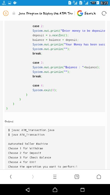 Solved Java ProYam to Display the ATM Tva import | Chegg.com