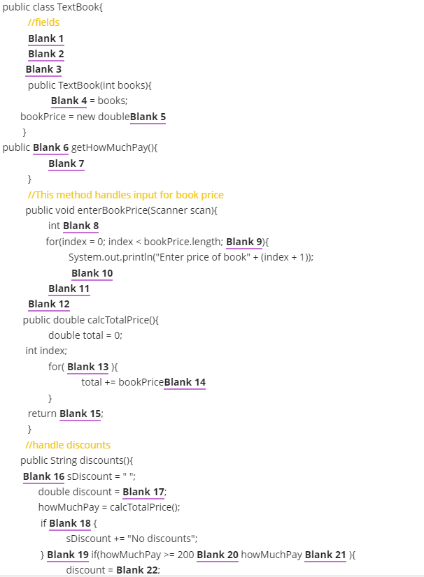 Solved Fill In The Blanks In The Java Code Below As Per Uml 