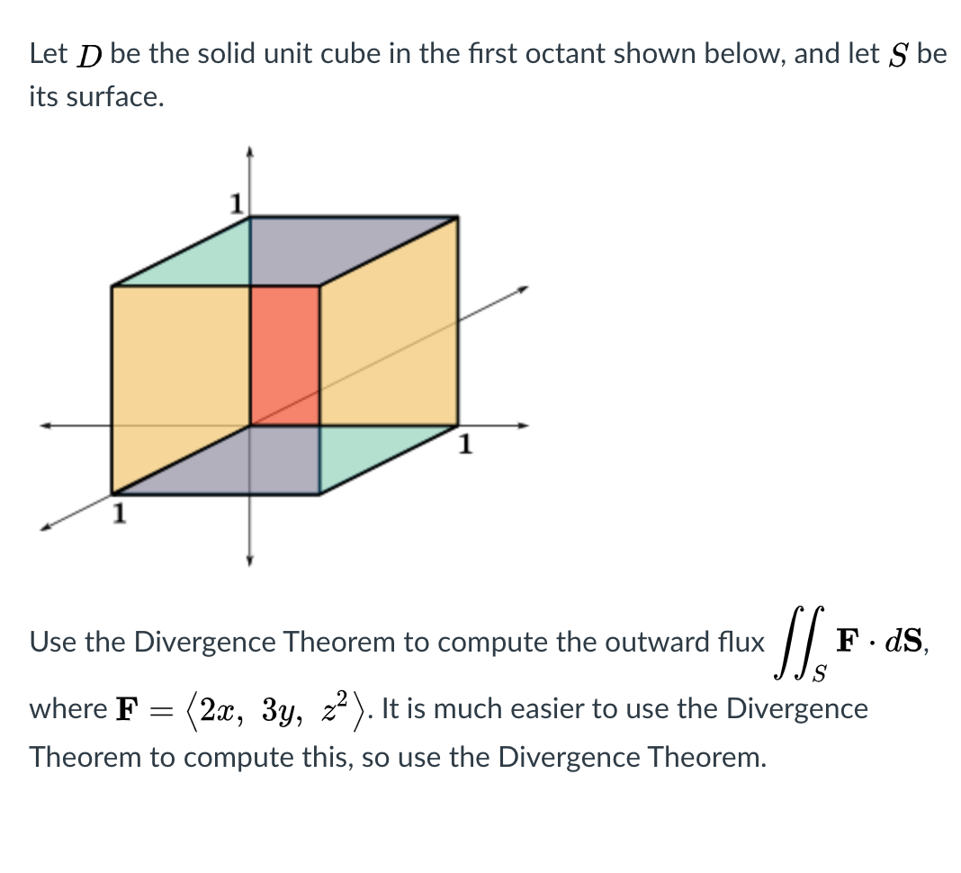 Solved Let D be the solid unit cube in the first octant | Chegg.com