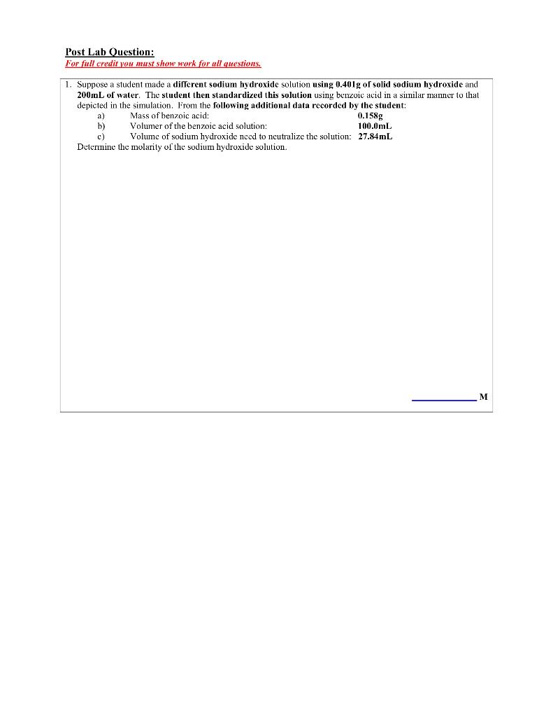 Data Collection: For this experiment, use a some | Chegg.com