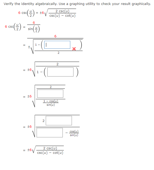Solved Verify the identity algebraically. Use a graphing | Chegg.com