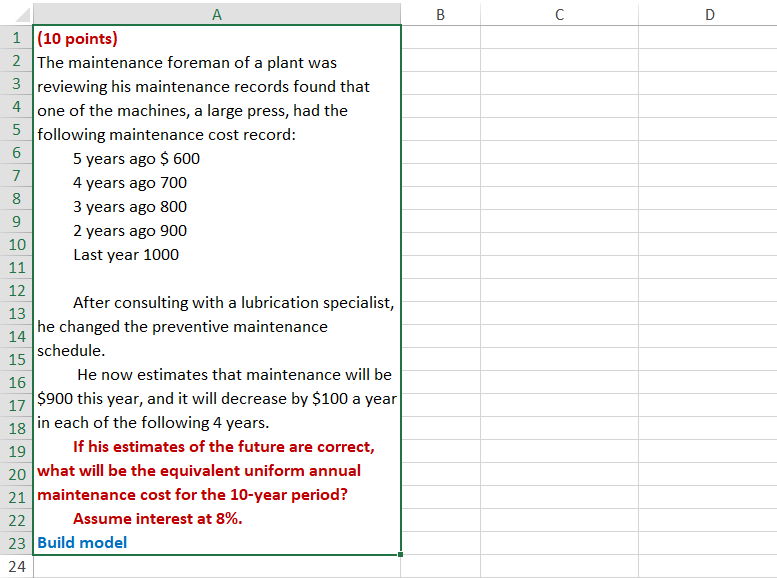 Solved Please add the excel file or the formulas | Chegg.com