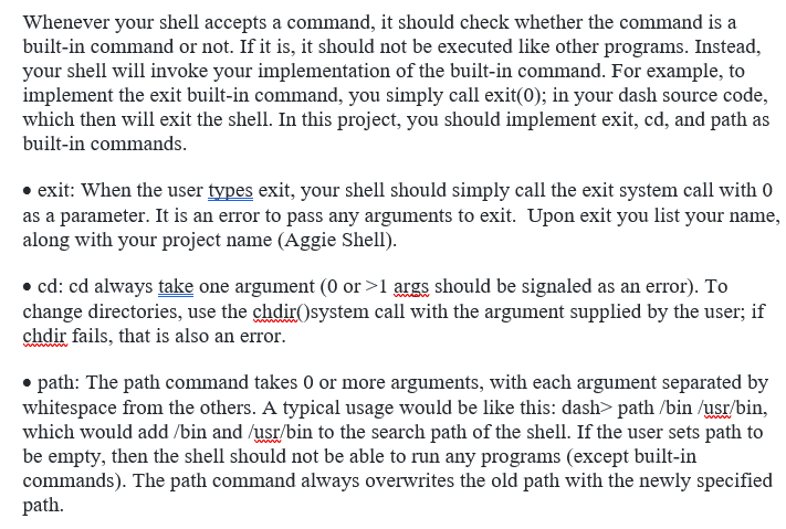Solved Basic Shell: dash Your basic shell, called dash | Chegg.com