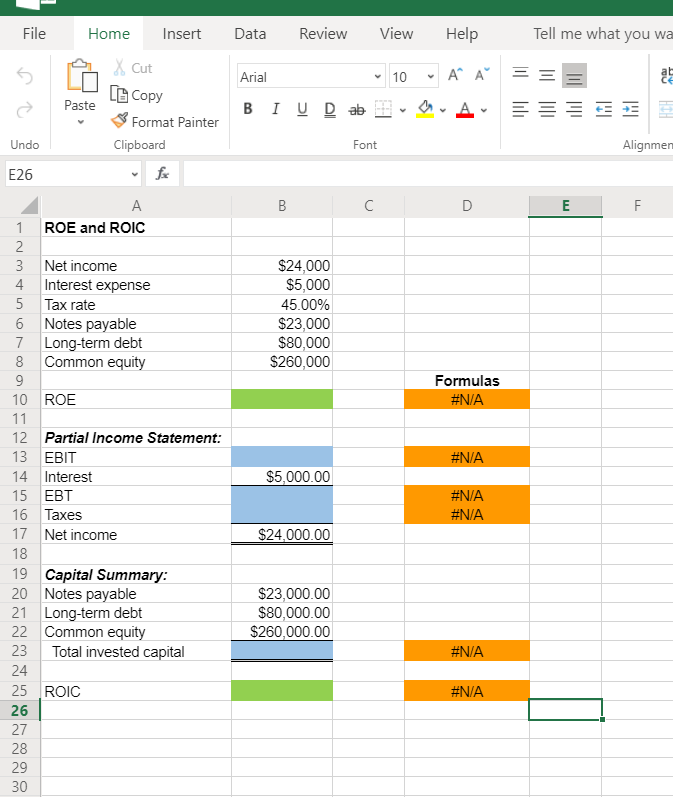 Solved Excel Online Structured Activity: ROE and ROIC Baker | Chegg.com