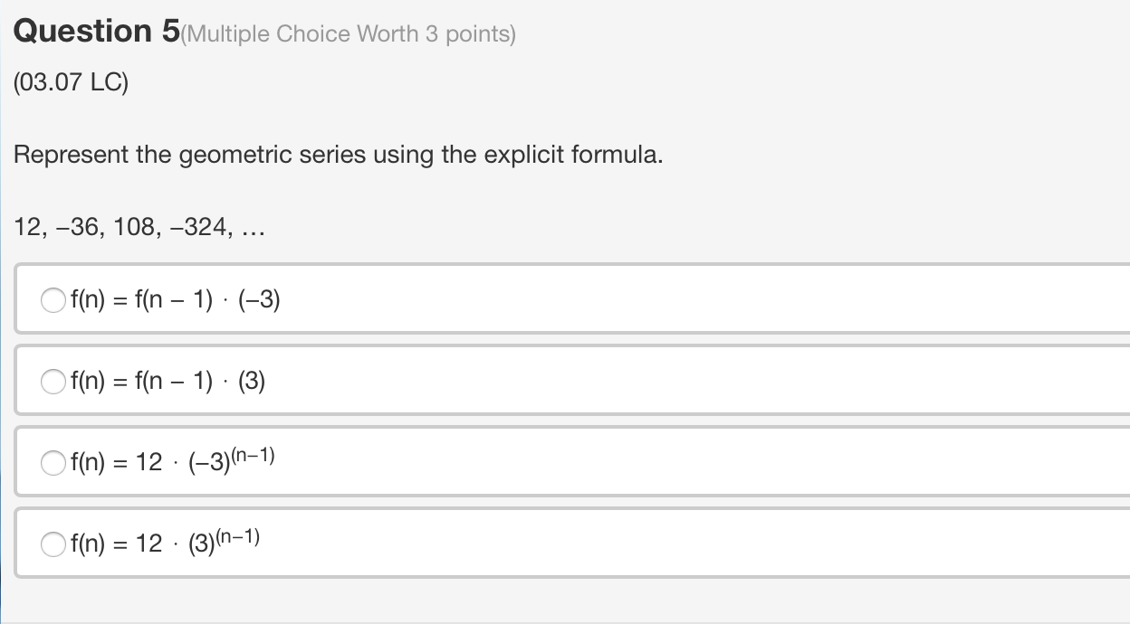 Solved Question 5(Multiple Choice Worth 3 points) (03.07 LC) | Chegg.com