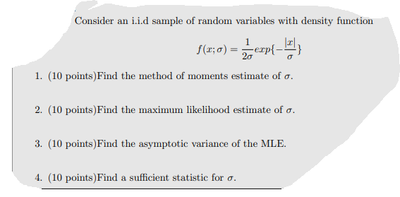 Solved Consider an i.i.d sample of random variables with | Chegg.com