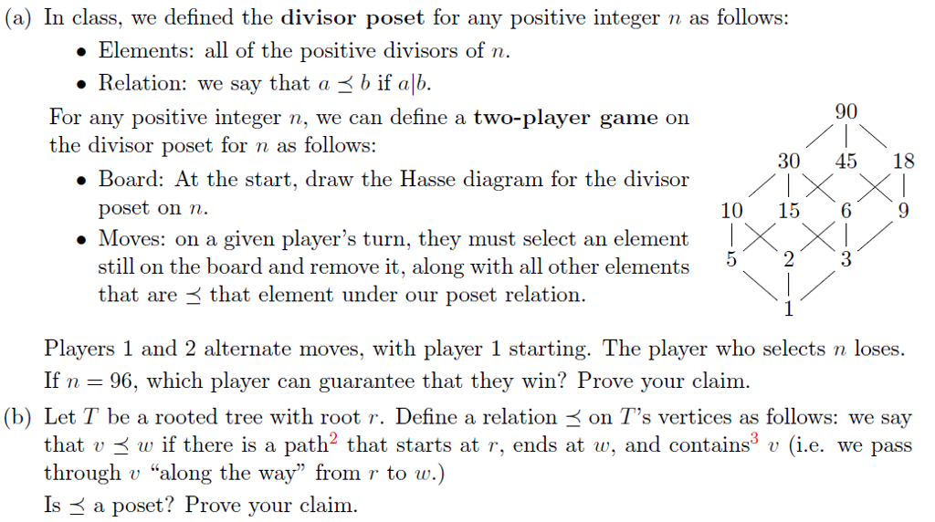 Solved (a) In class, we defined the divisor poset for any | Chegg.com