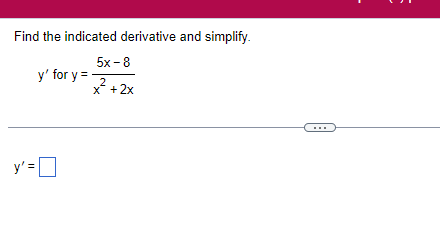 Solved Find the indicated derivative and simplify. y′ for | Chegg.com