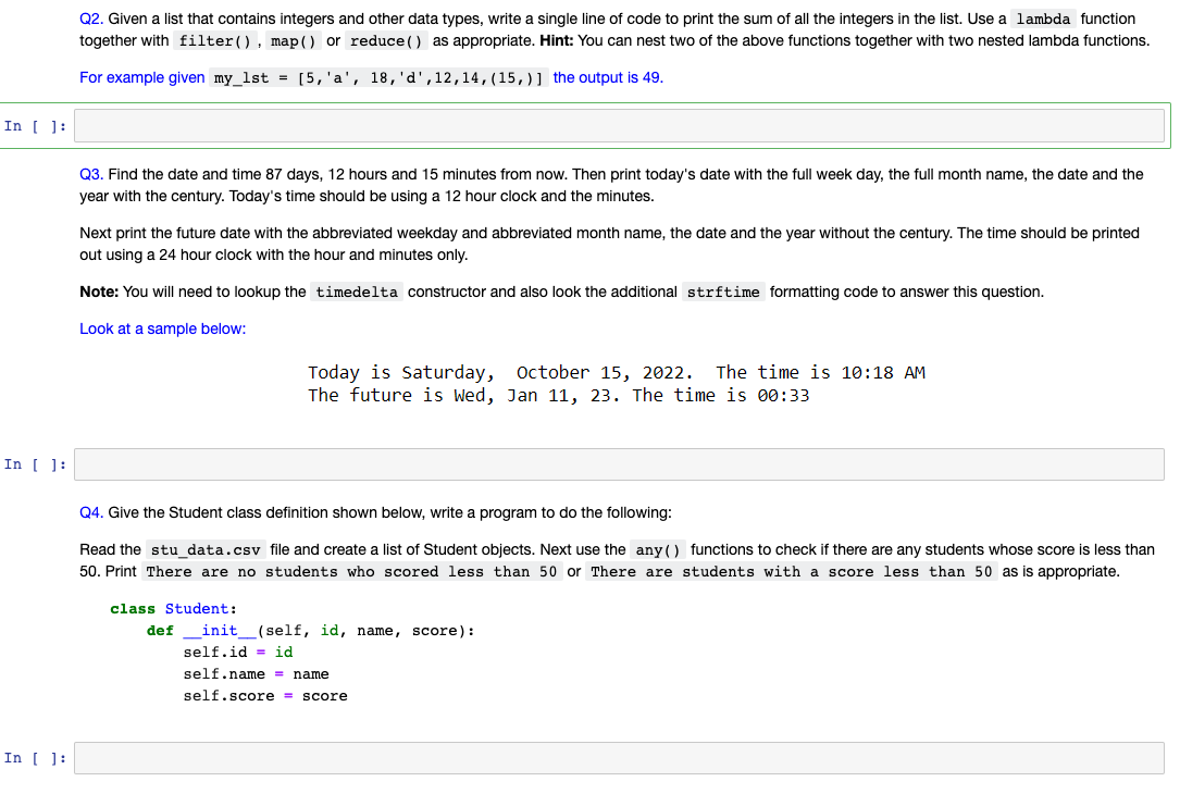 Solved Q2. Given a list that contains integers and other | Chegg.com