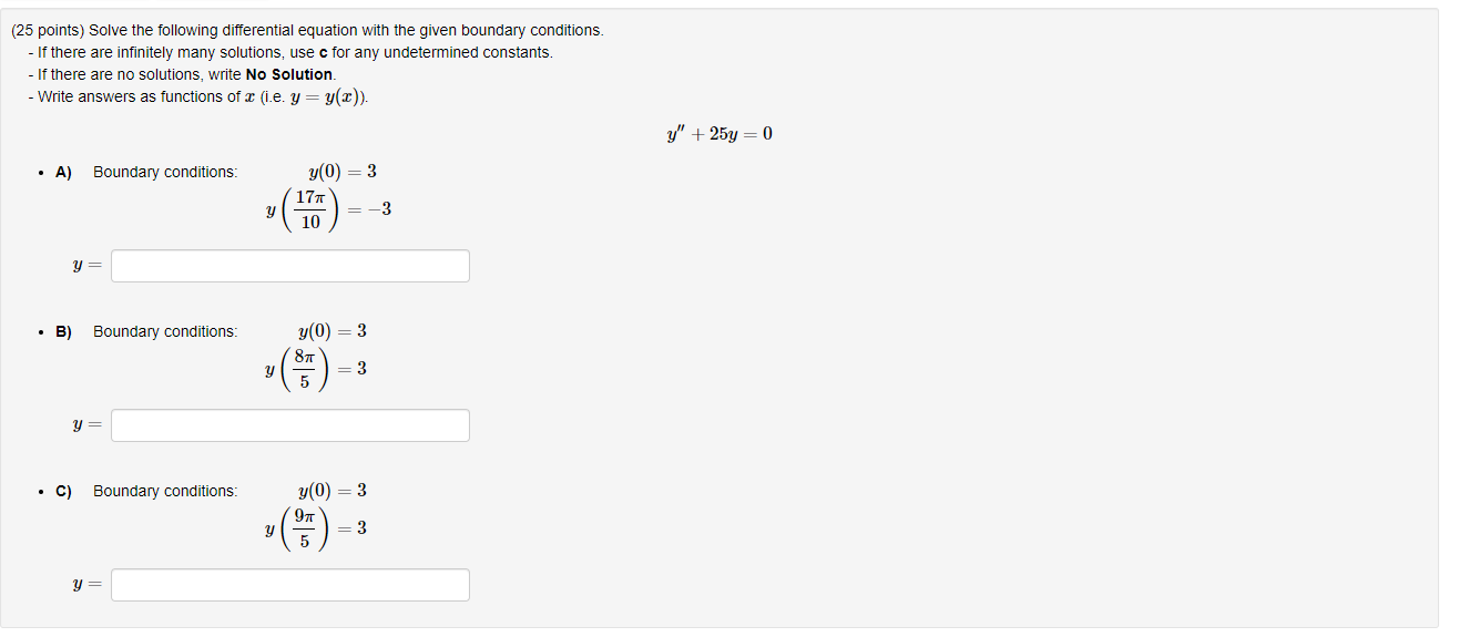 Solved (25 points) Solve the following differential equation | Chegg.com