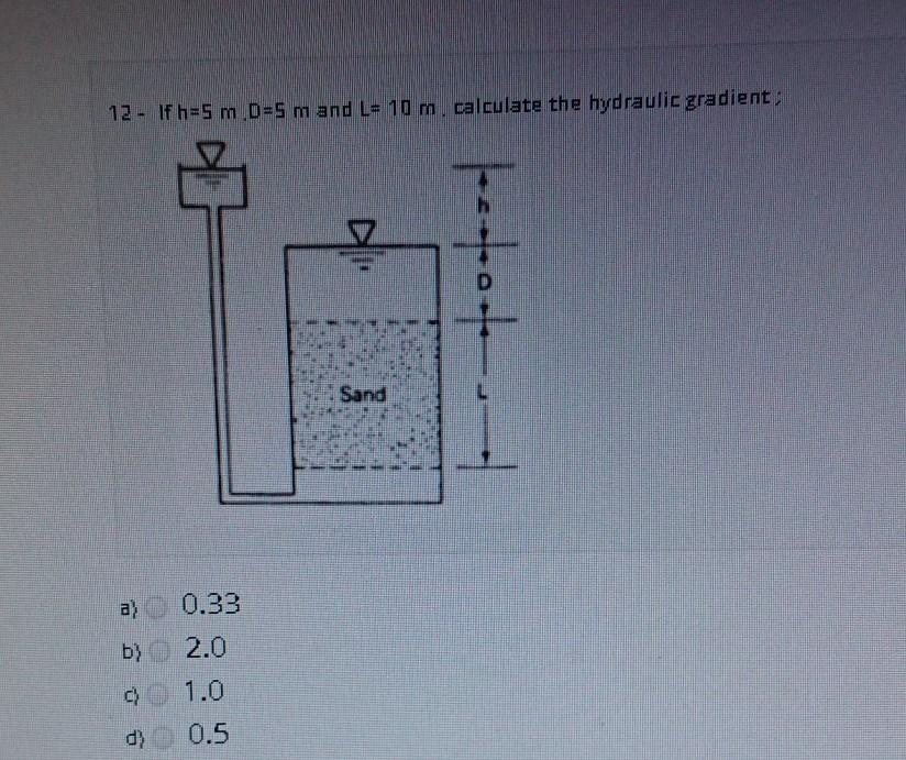 Solved 12- ﻿If h=5m,D=5m ﻿and L=10m. ﻿calculate the | Chegg.com