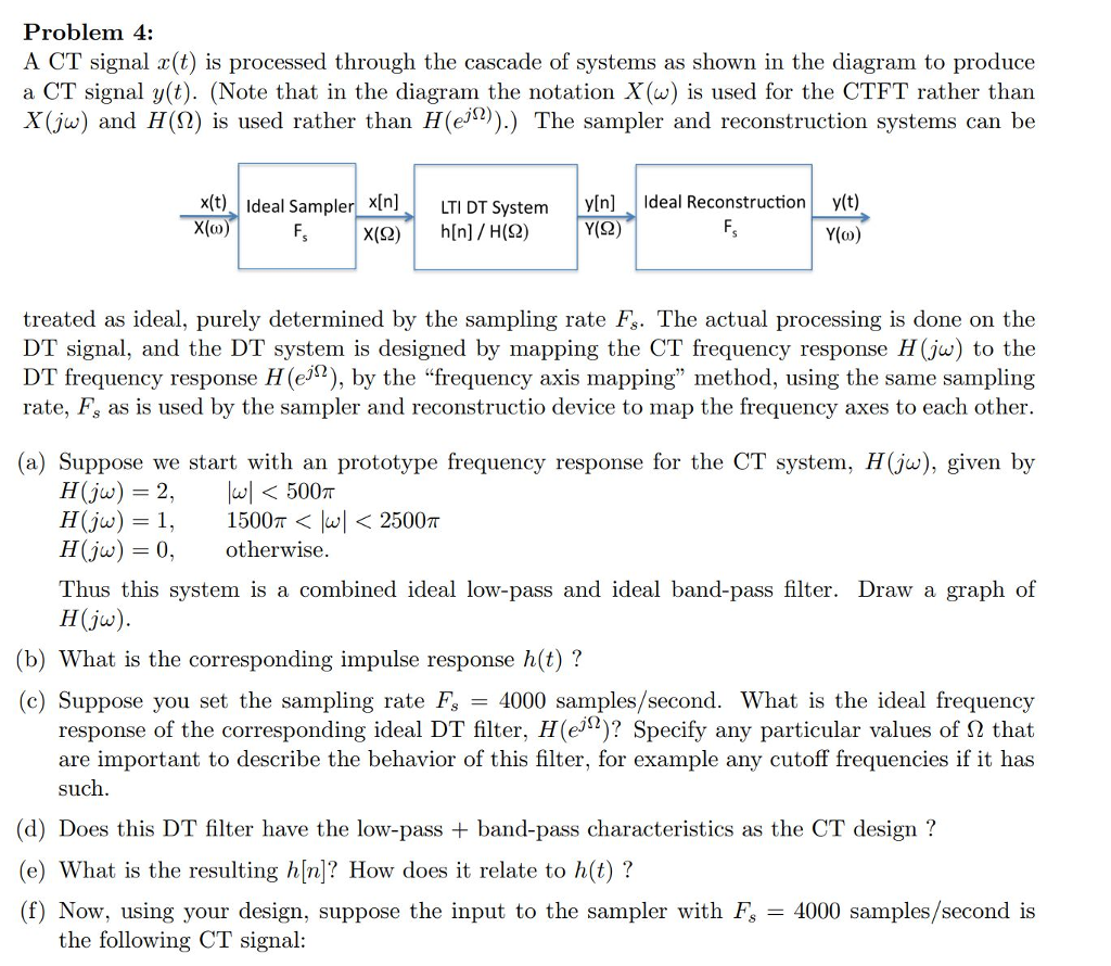 Solved A CT signal x(t) is processed through the cascade of | Chegg.com