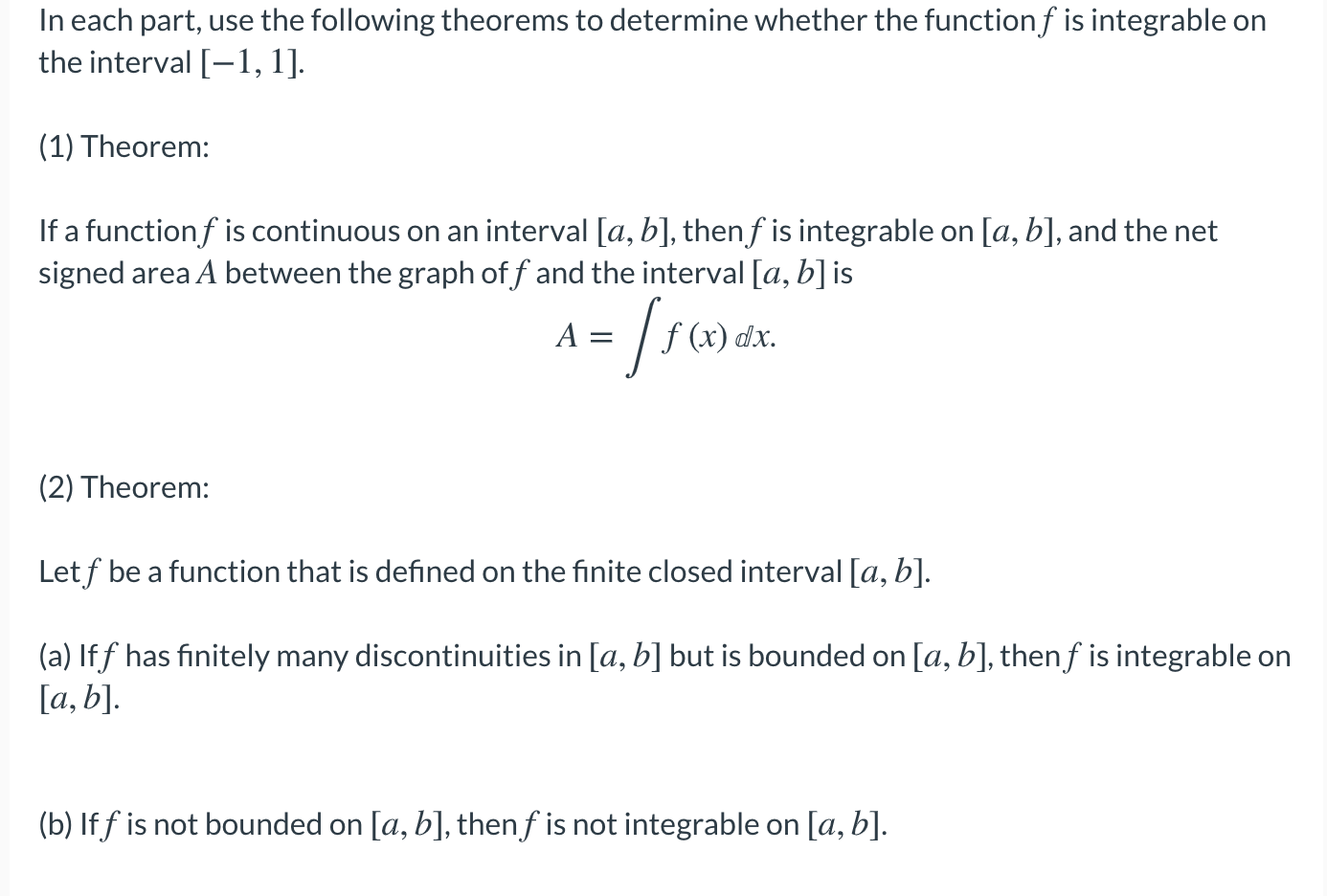 Solved In each part, use the following theorems to determine | Chegg.com