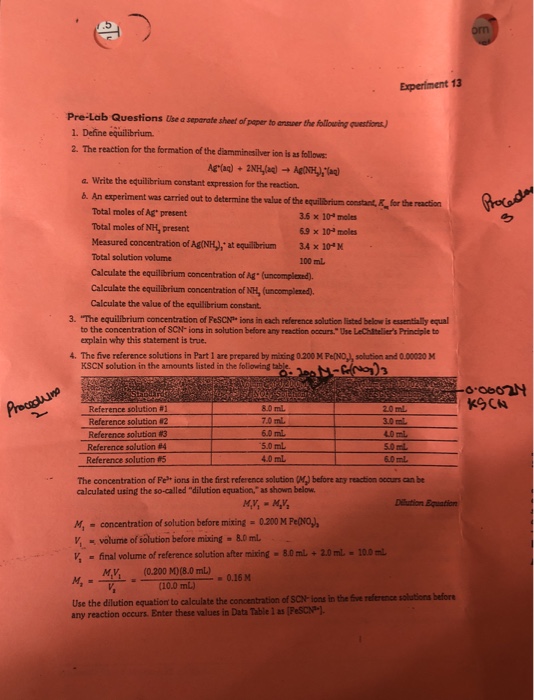 Solved Experiment 13 Pre-Lab Questions Use a separate sheet | Chegg.com