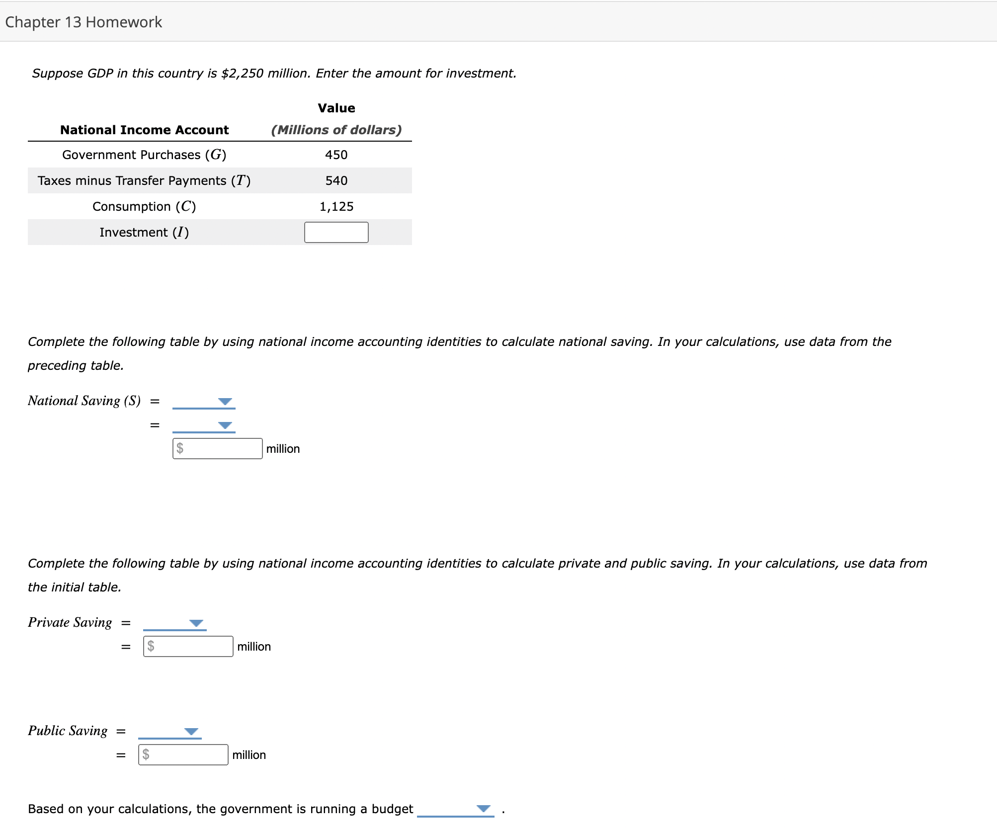Solved Chapter 13 Homework Suppose GDP in this country is | Chegg.com