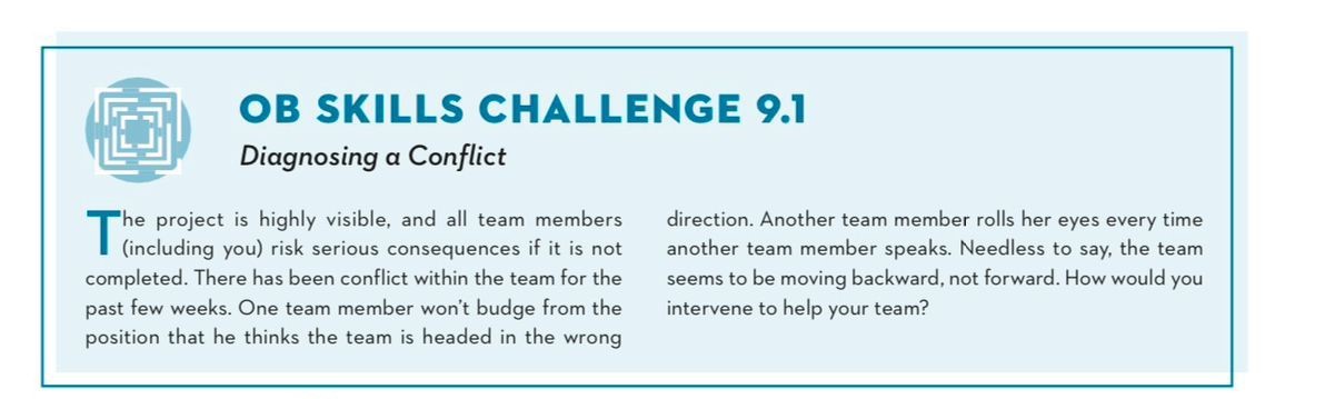Solved OB SKILLS CHALLENGE 9.1Diagnosing a Conflicthe | Chegg.com
