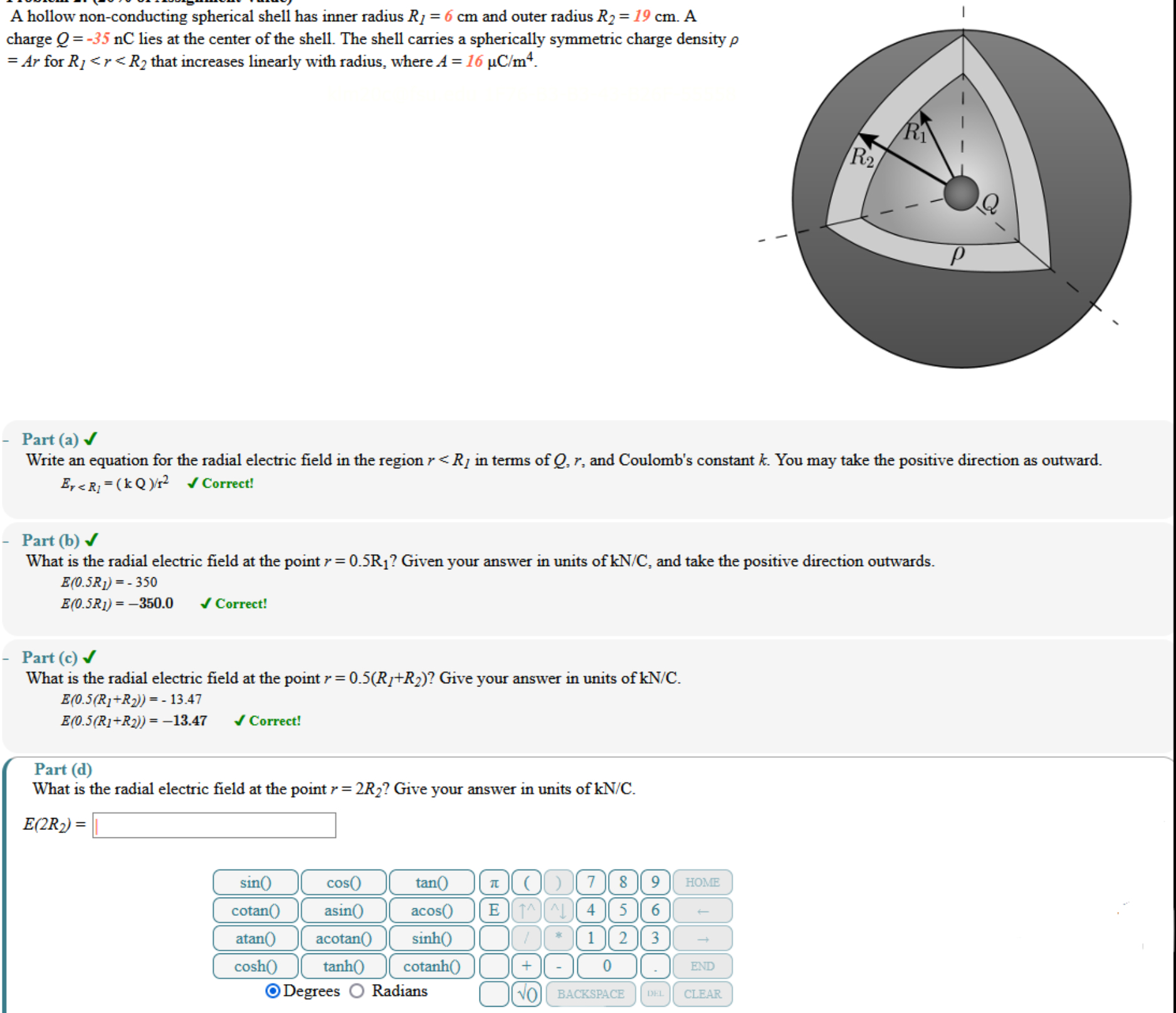 Solved Part (a) Write an equation for the radial electric | Chegg.com