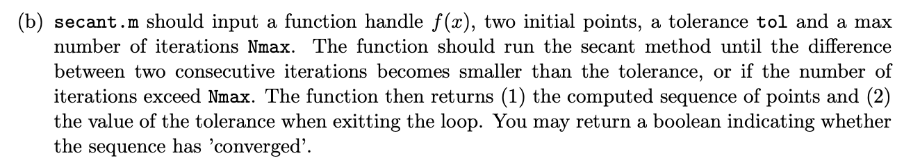 Solved Matlab Function An Implementation Of The Secant 4147