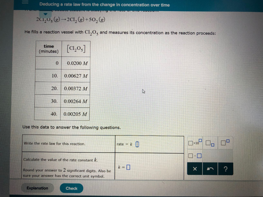Solved Deducing a rate law from the change in concentration | Chegg.com
