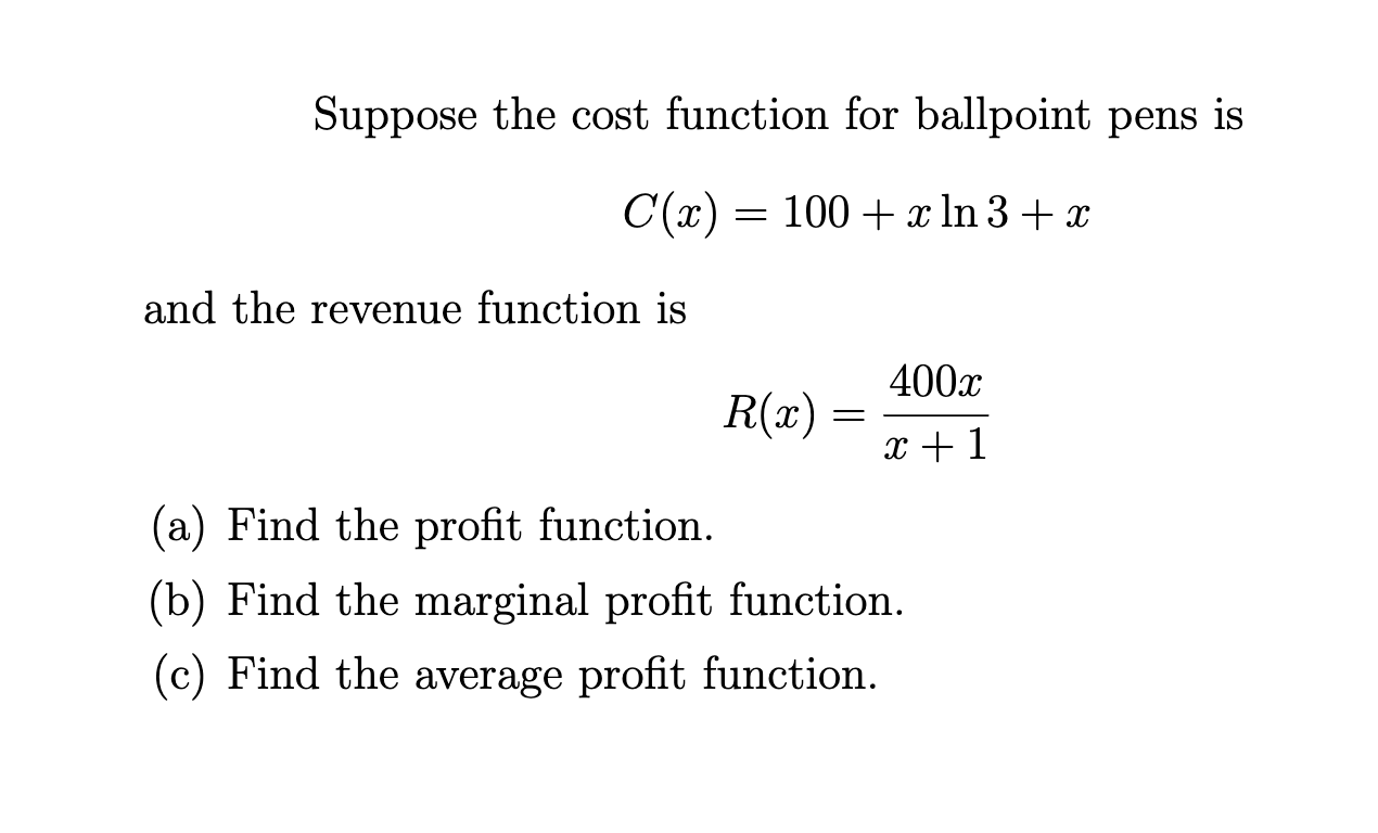 Solved Suppose the cost function for ballpoint pens is | Chegg.com