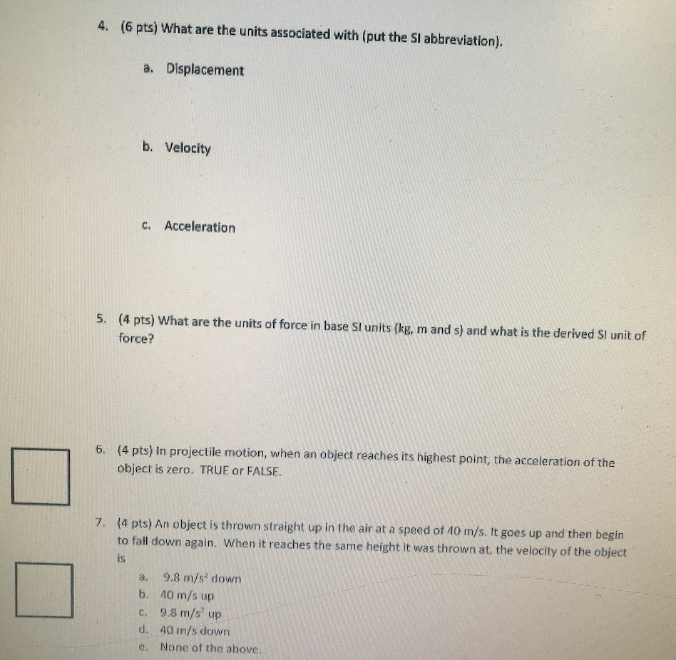 Solved 4 6 Pts What Are The Units Associated With Put