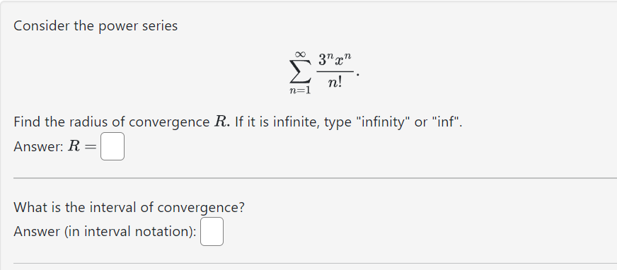 Solved Consider the power series \\[ \\sum_{n=1}^{\\infty} | Chegg.com