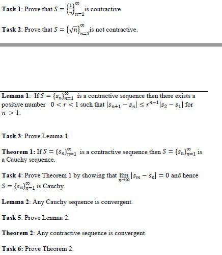 Solved 00 Task 1: Prove that S = is contractive. n=1 Task 2: | Chegg.com Solved 00 Task 1: Prove that S = is contractive. n=1 Task 2: | Chegg.com