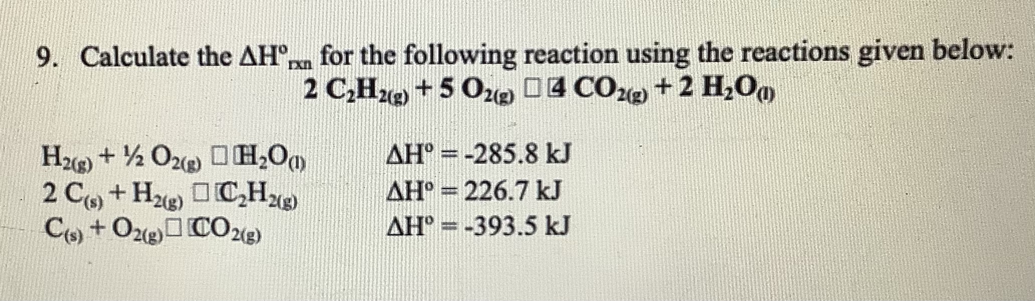 Solved 9. Calculate the \\( \\Delta | Chegg.com