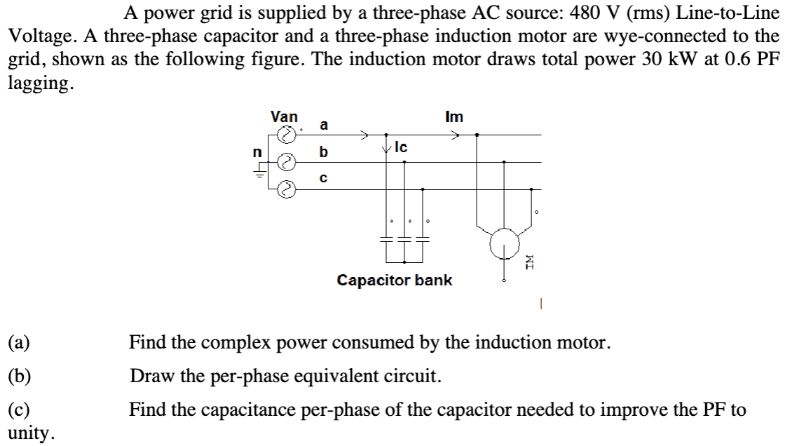 Solved A power grid is supplied by a three-phase AC source: | Chegg.com